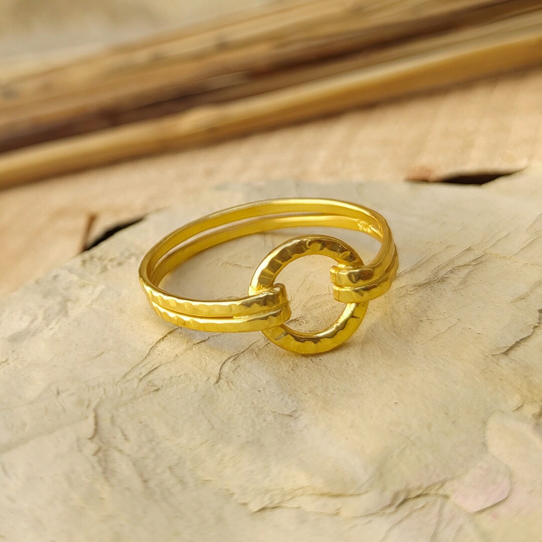 Gold Circle Ring Stacking Rings Heavy Gauge Hammered Gold Filled Ring ...