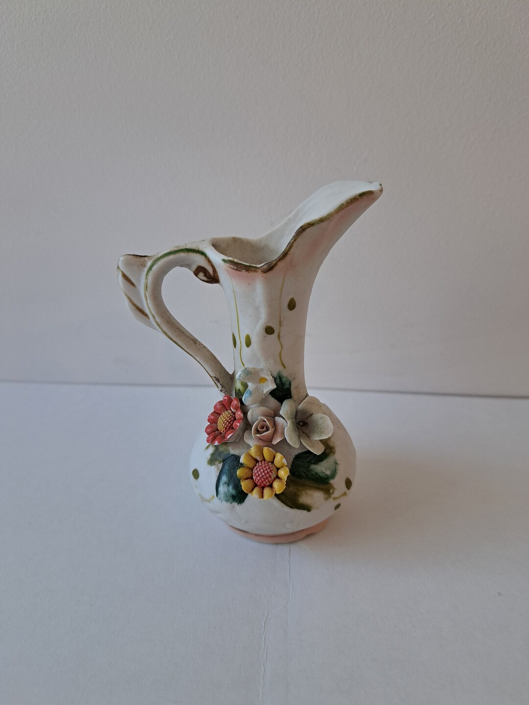 Vintage Mini Pitcher With Raise Flowers - Etsy
