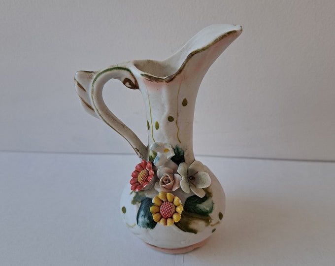 Vintage Mini Pitcher With Raise Flowers - Etsy