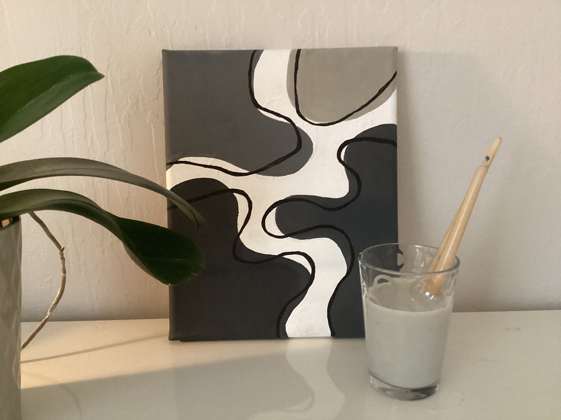 Canvas Painting Grey Acrylic - Etsy