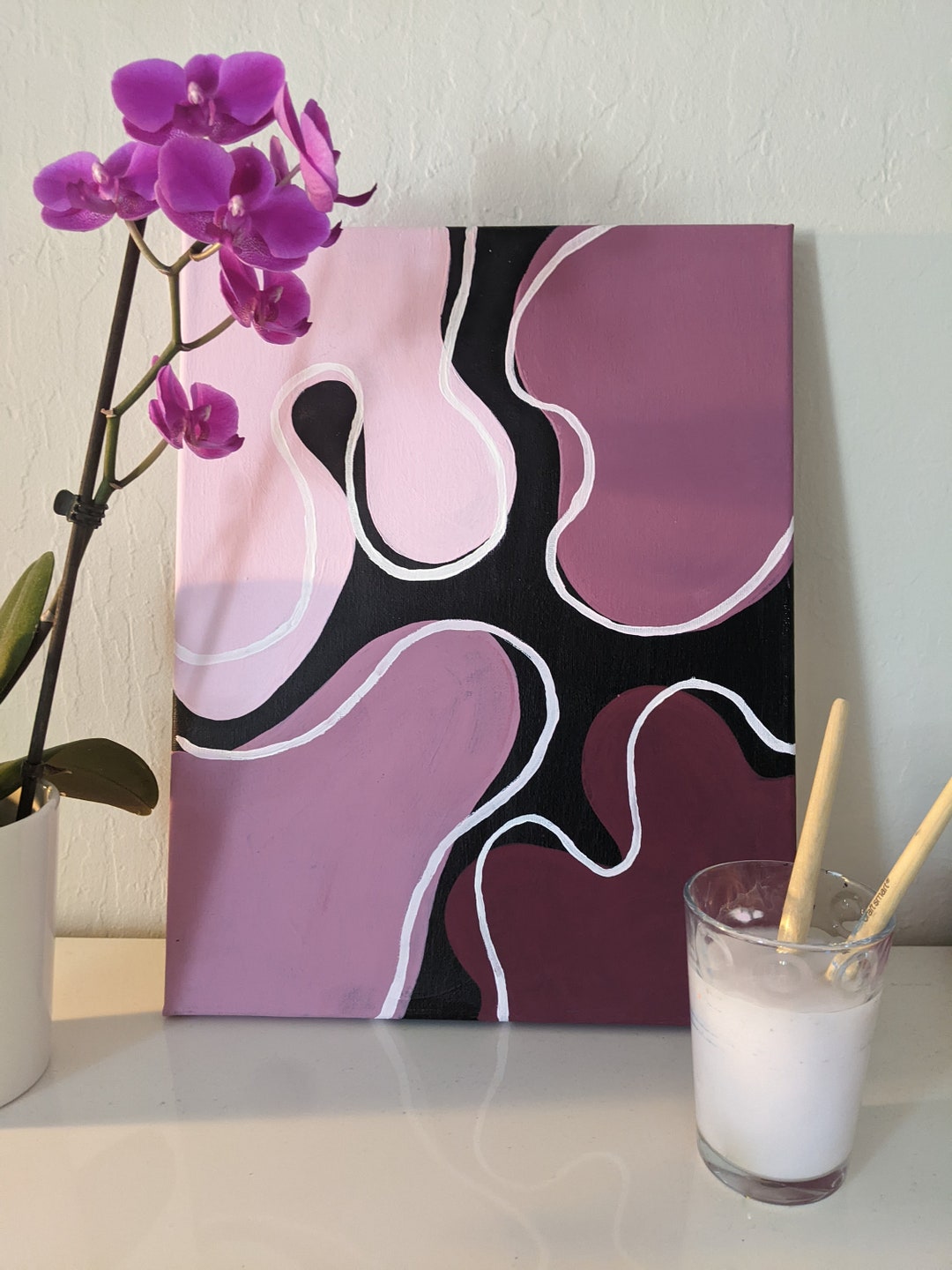 Canvas Painting Pink Acrylic. - Etsy