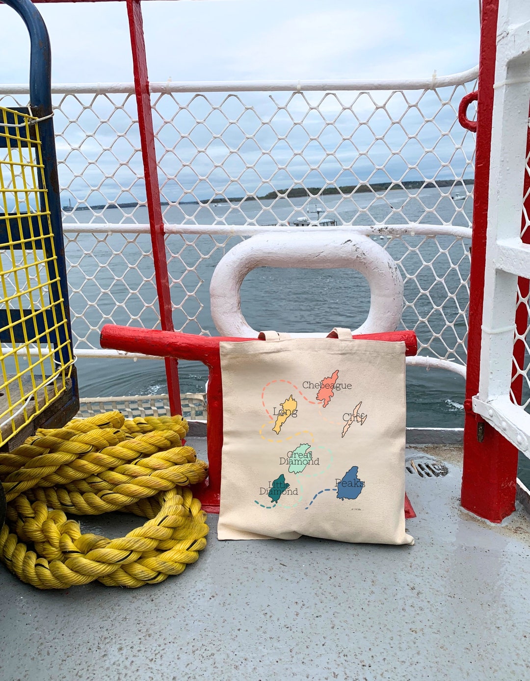Portland Maine Islands Cotton Tote Bag: Casco Bay Ferry Line - Etsy