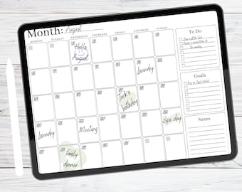 Monthly Planner Goodnotes Template, Dark Mode Monthly Planner Page ...