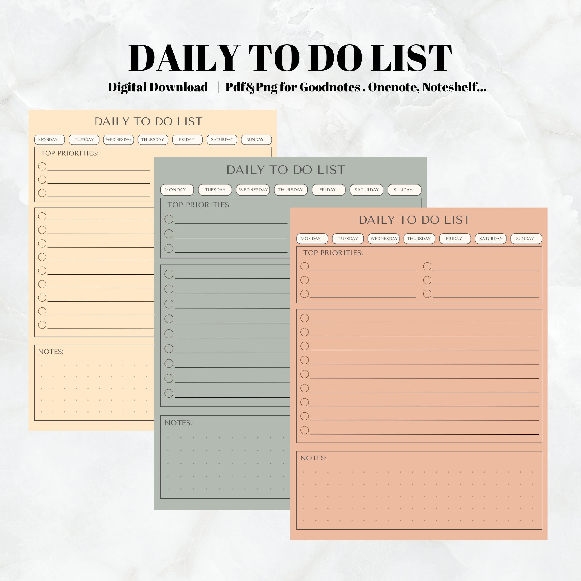 Digital to Do List Goodnotes Template, Digital Planner, iPad Planner ...