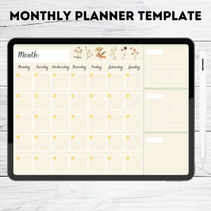 Monthly Planner Goodnotes Template, Undated Monthly Planner, Monthly ...