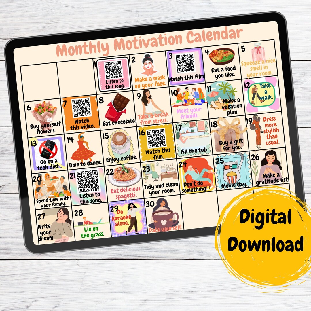 Monthly Motivation Calendar Motivational Wall Art Monthly - Etsy