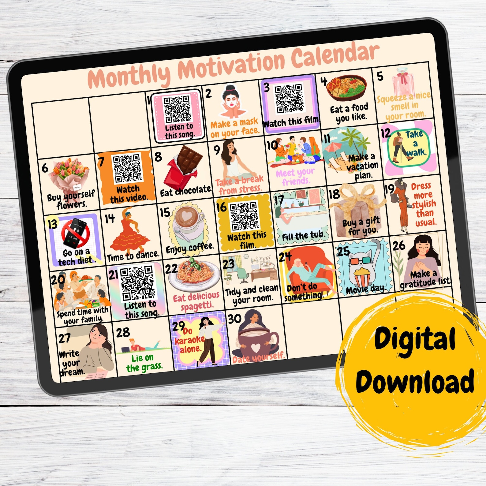 Monthly Motivation Calendar Motivational Wall Art Monthly - Etsy