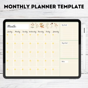 Monthly Planner Goodnotes Template, Undated Monthly Planner, Monthly ...
