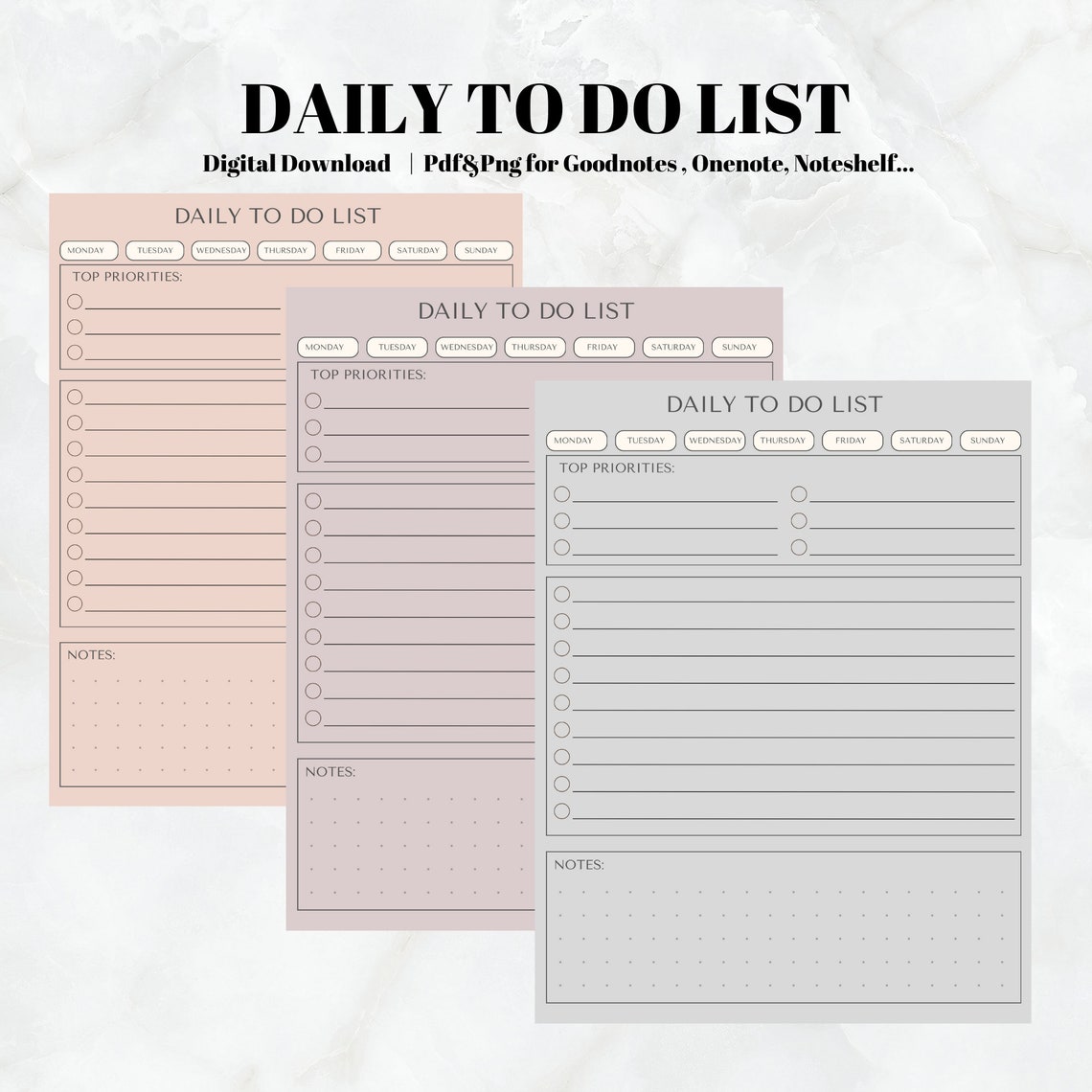 Digital to Do List Goodnotes Template, Digital Planner, iPad Planner ...