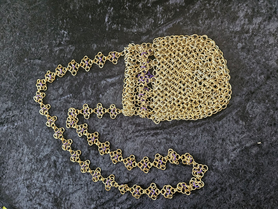 Gold Chainmail Purse With Purple Highlights - Etsy