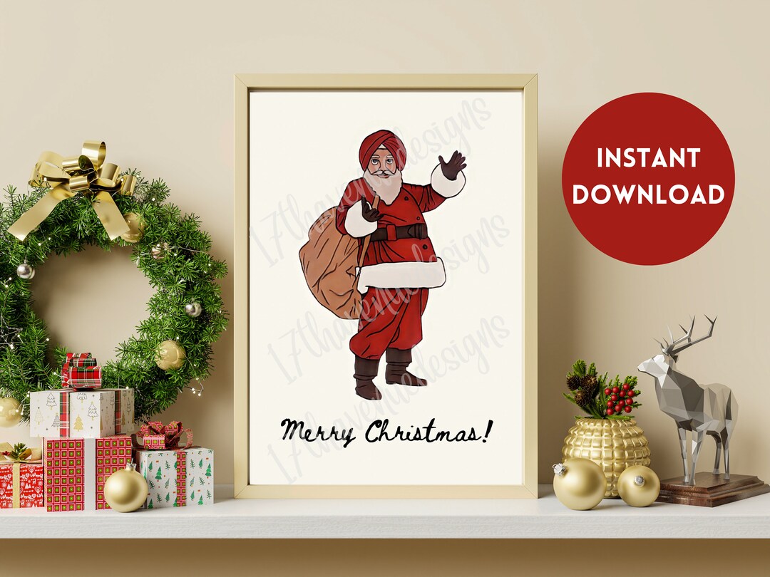 DIGITAL DOWNLOAD Santa With a Turban, Desi Santa, Punjabi Sikh Santa ...