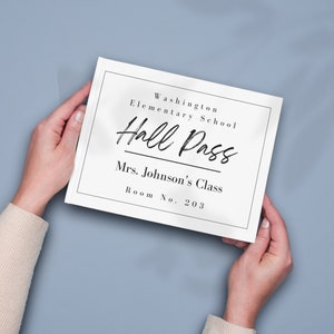 DIGITAL TEMPLATE Student Hall Pass, Personalized Printable Classroom ...