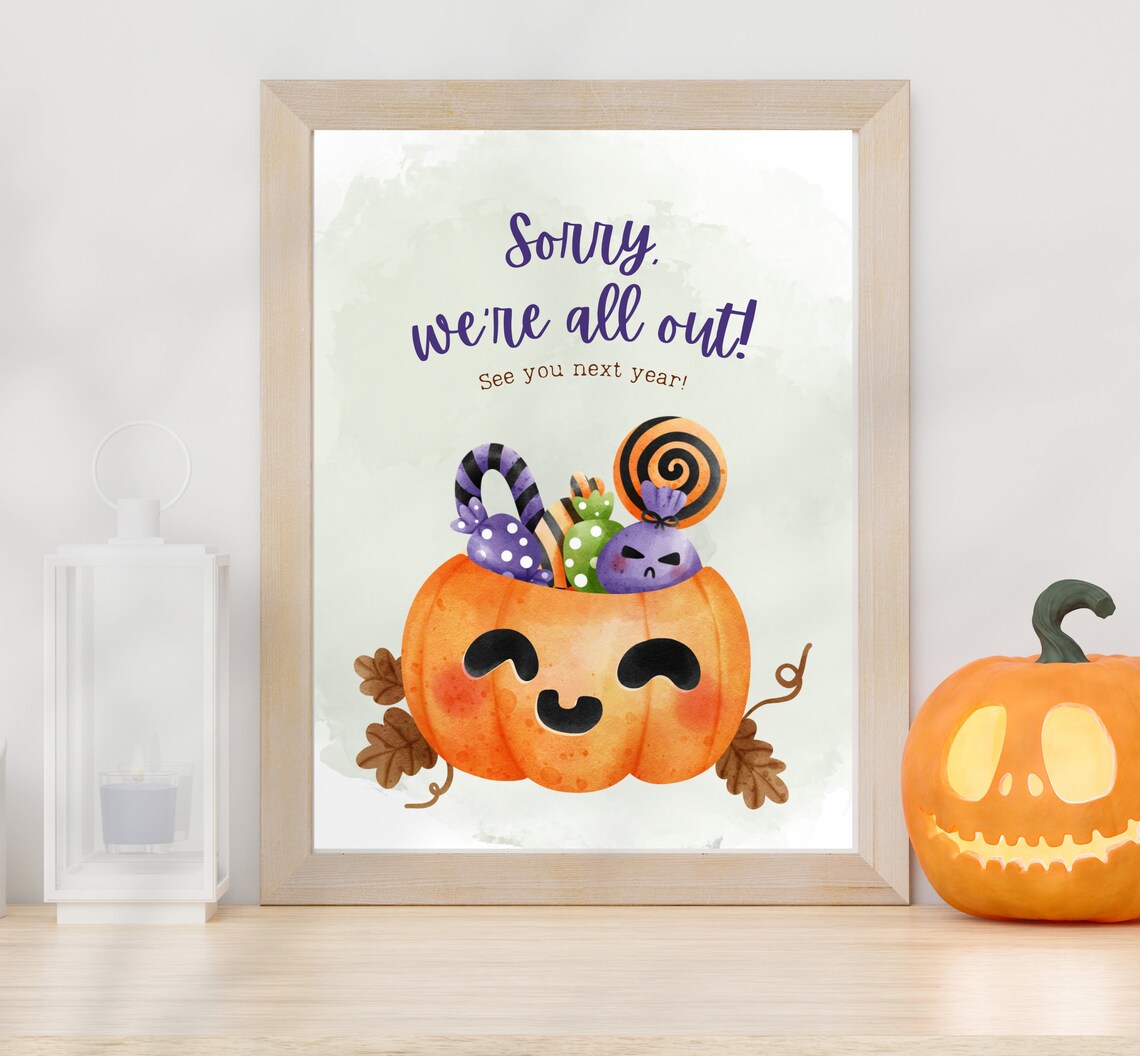 DIGITAL DOWNLOAD No Candy Halloween Printable Sign, Trick or Treater ...