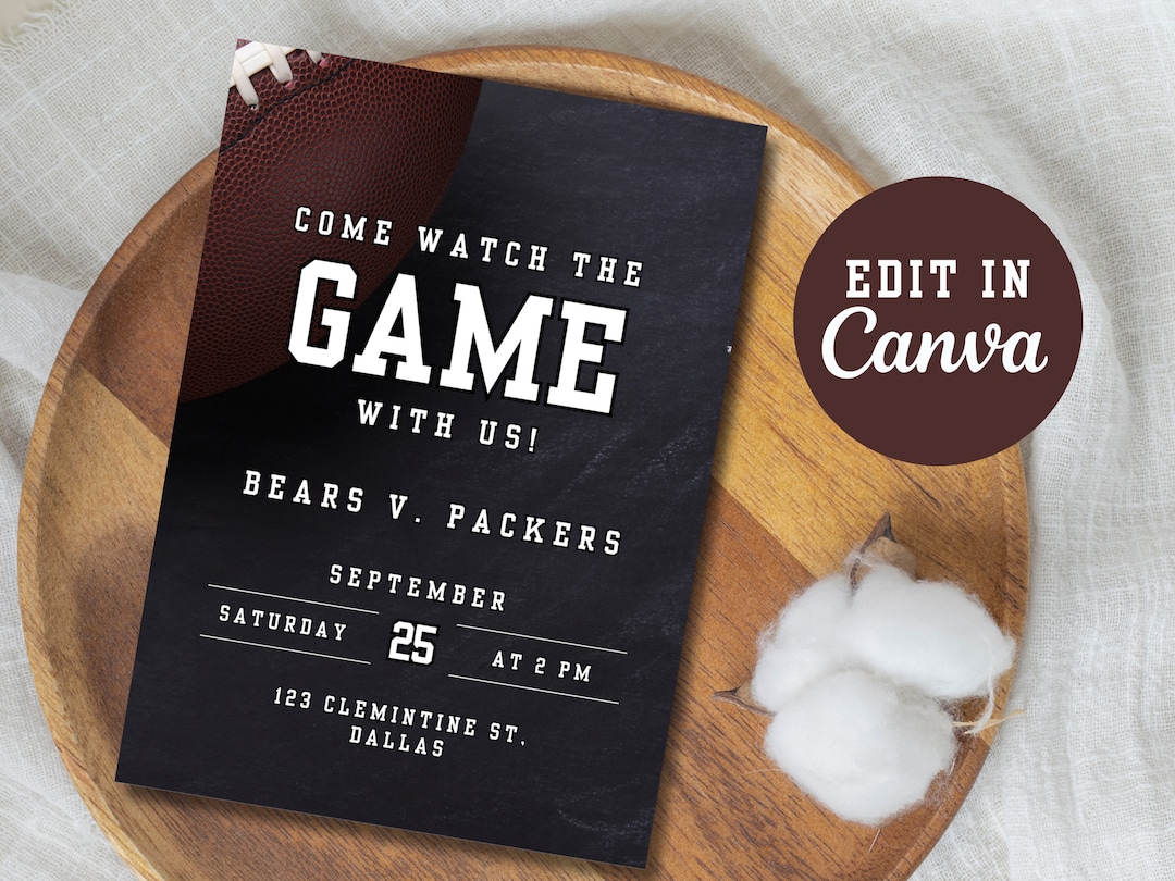 DIGITAL TEMPLATE Football Game Watch Party Invitation, Game Day Invite ...