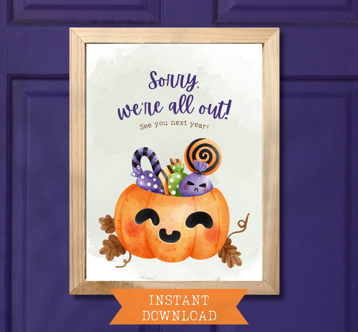 DIGITAL DOWNLOAD No Candy Halloween Printable Sign, Trick or Treater ...
