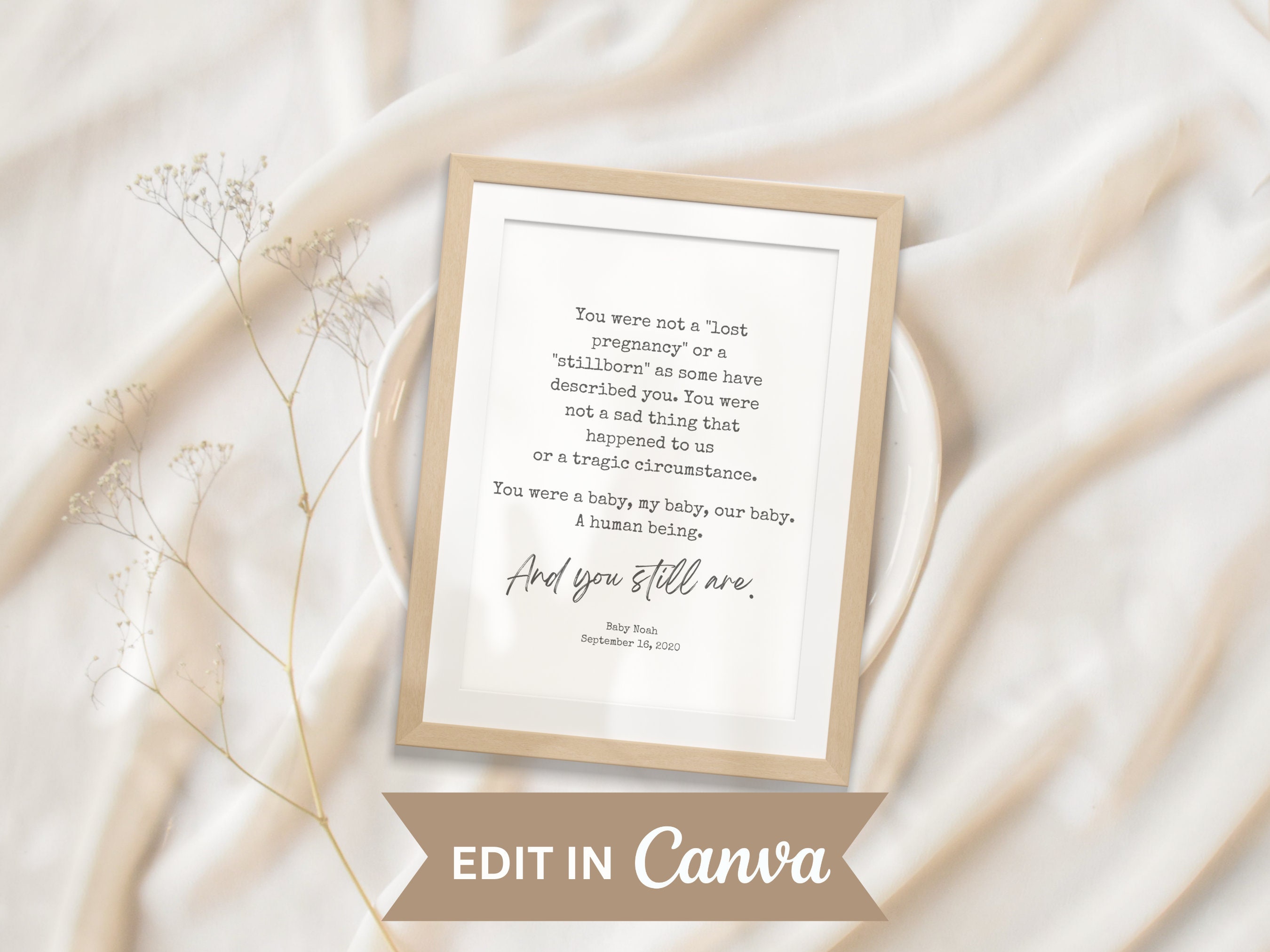 DIGITAL TEMPLATE Stillbirth/miscarriage/baby Loss Memorial Wall Art ...