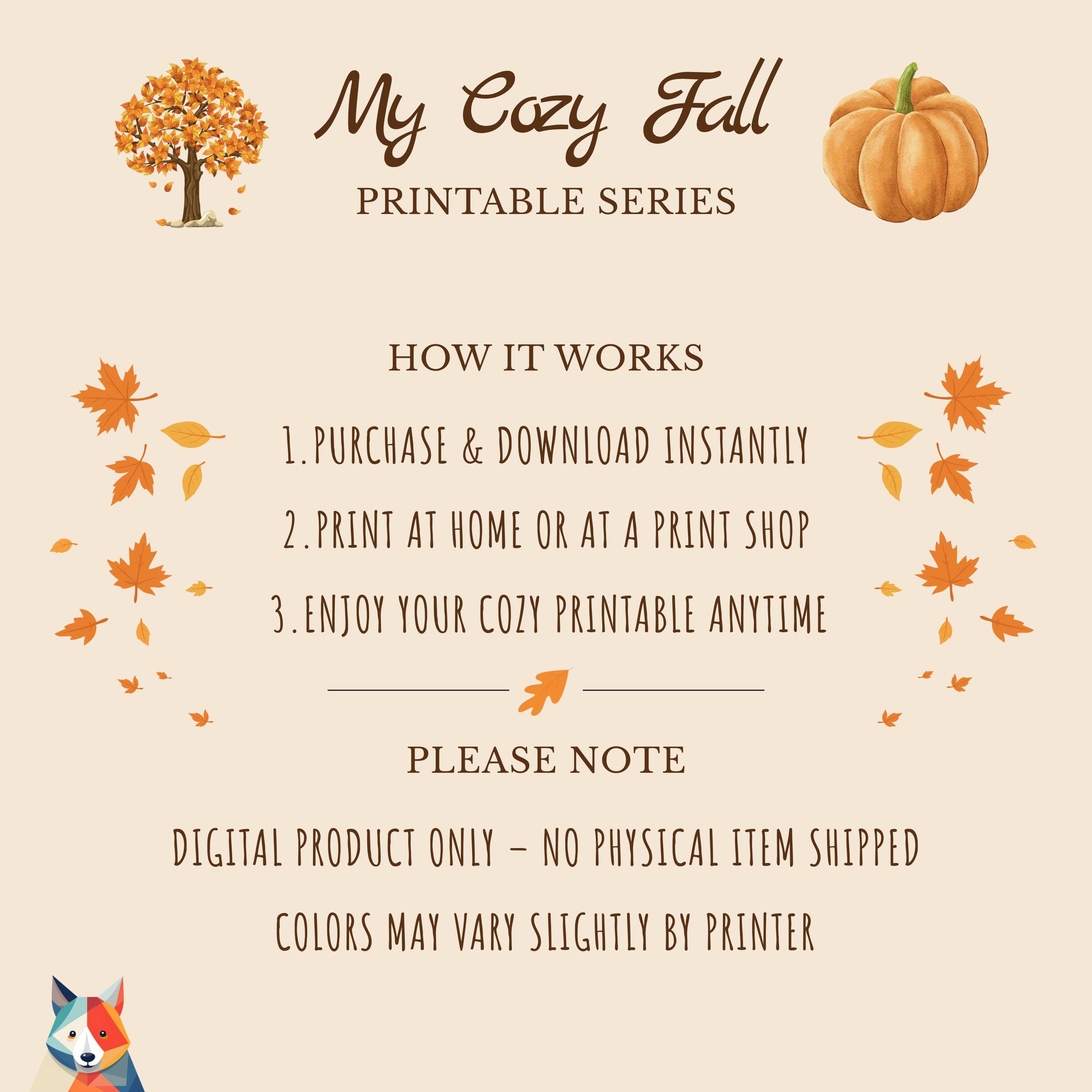 My Cozy Fall Recipe Cards V2 | Printable Fall Recipe Template Set of 6 ...
