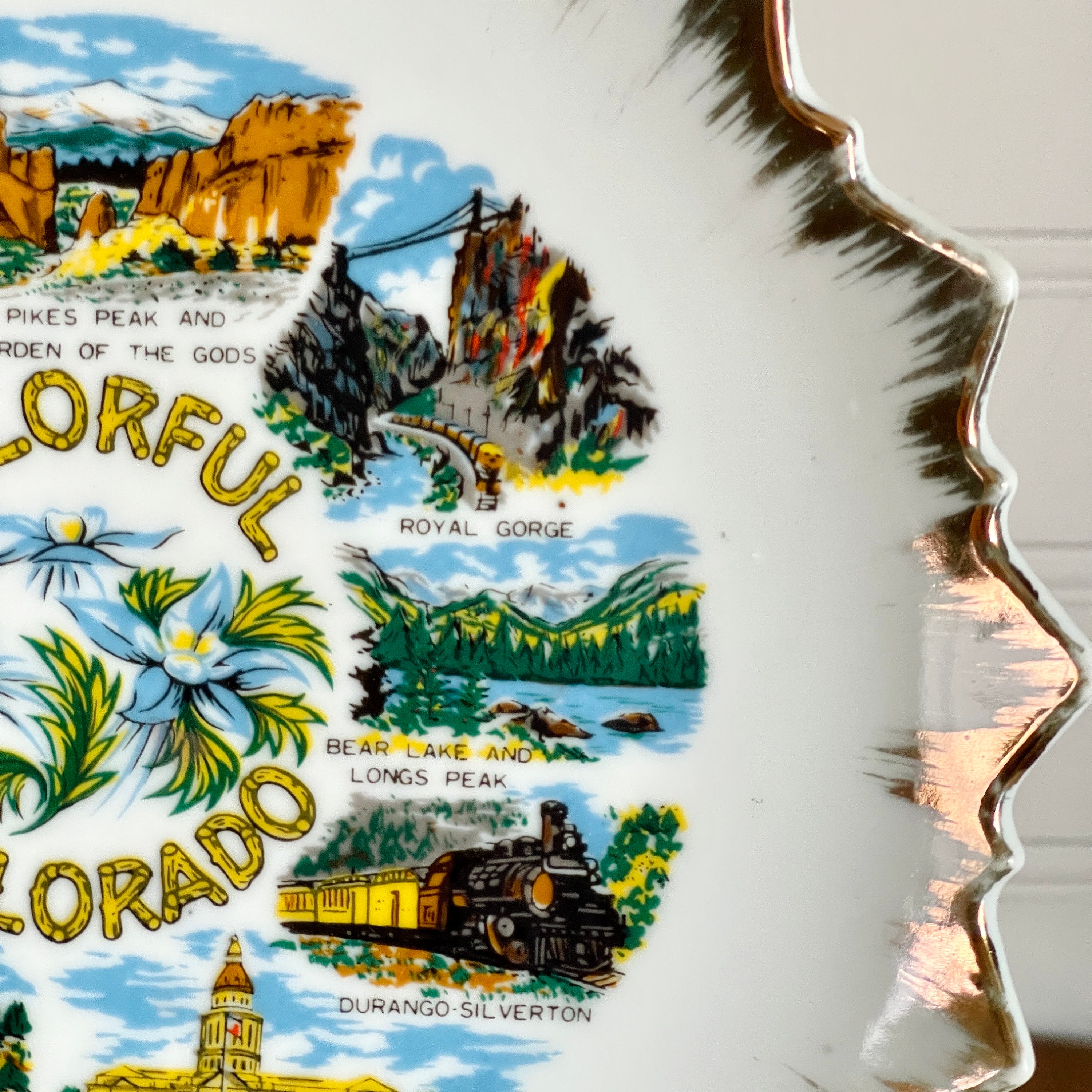 Vintage National Park Souvenir Plate Colorful Colorado Gold Trimmed ...
