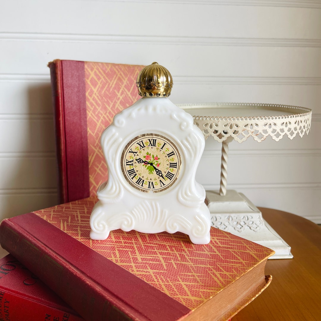 Vintage Avon Milk Glass Mantle Clock leisure Time Perfume Bottle - Etsy