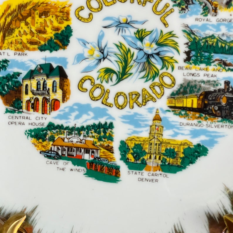 Vintage National Park Souvenir Plate Colorful Colorado Gold Trimmed ...