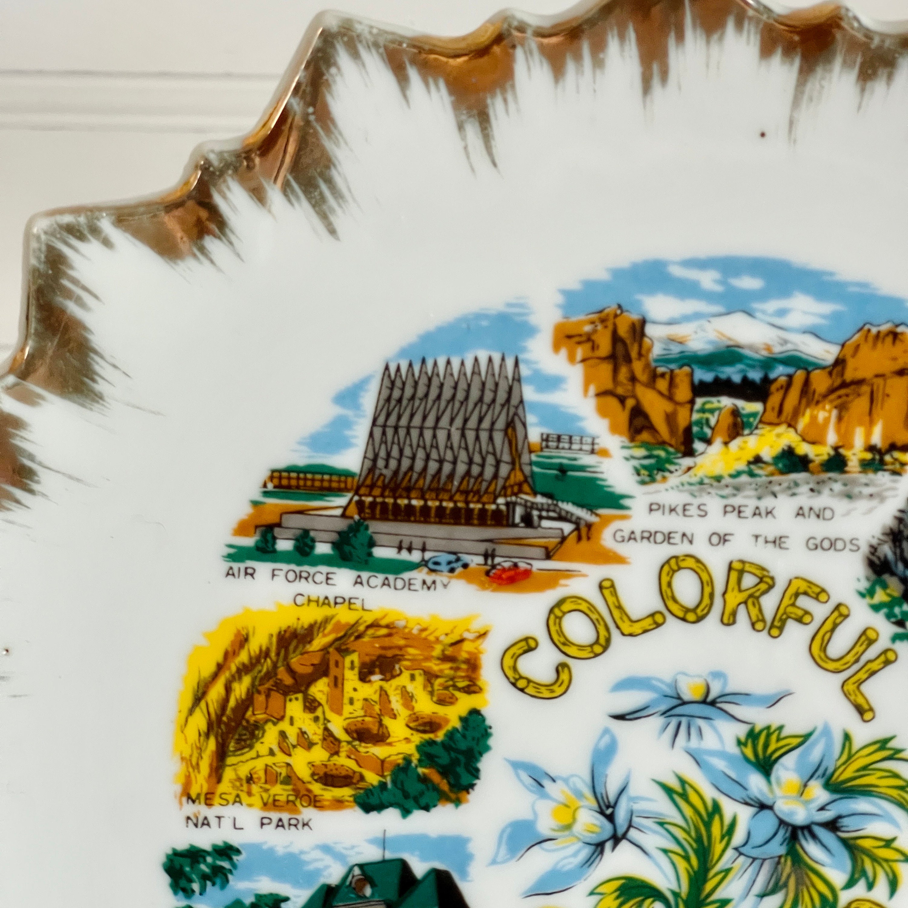 Vintage National Park Souvenir Plate Colorful Colorado Gold Trimmed ...