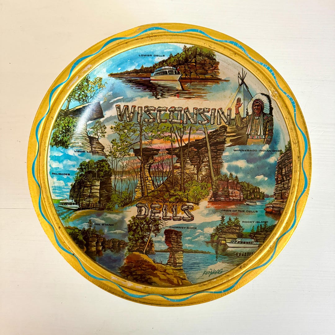Vintage Wisconsin Dells Souvenir Metal Bowl by Artist Ken Haag - Etsy