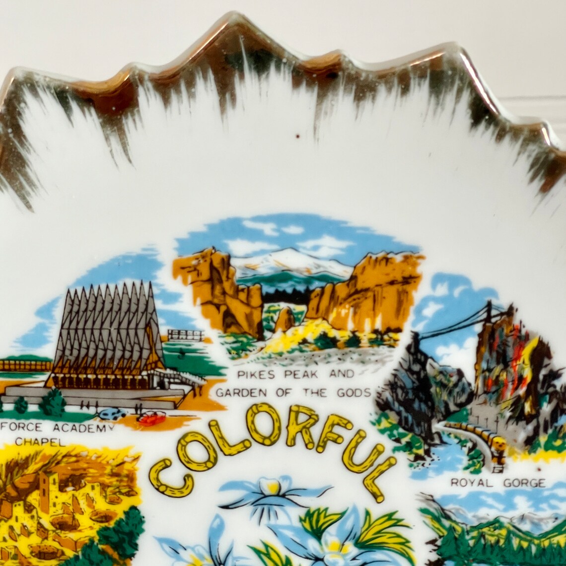 Vintage National Park Souvenir Plate Colorful Colorado Gold Trimmed ...