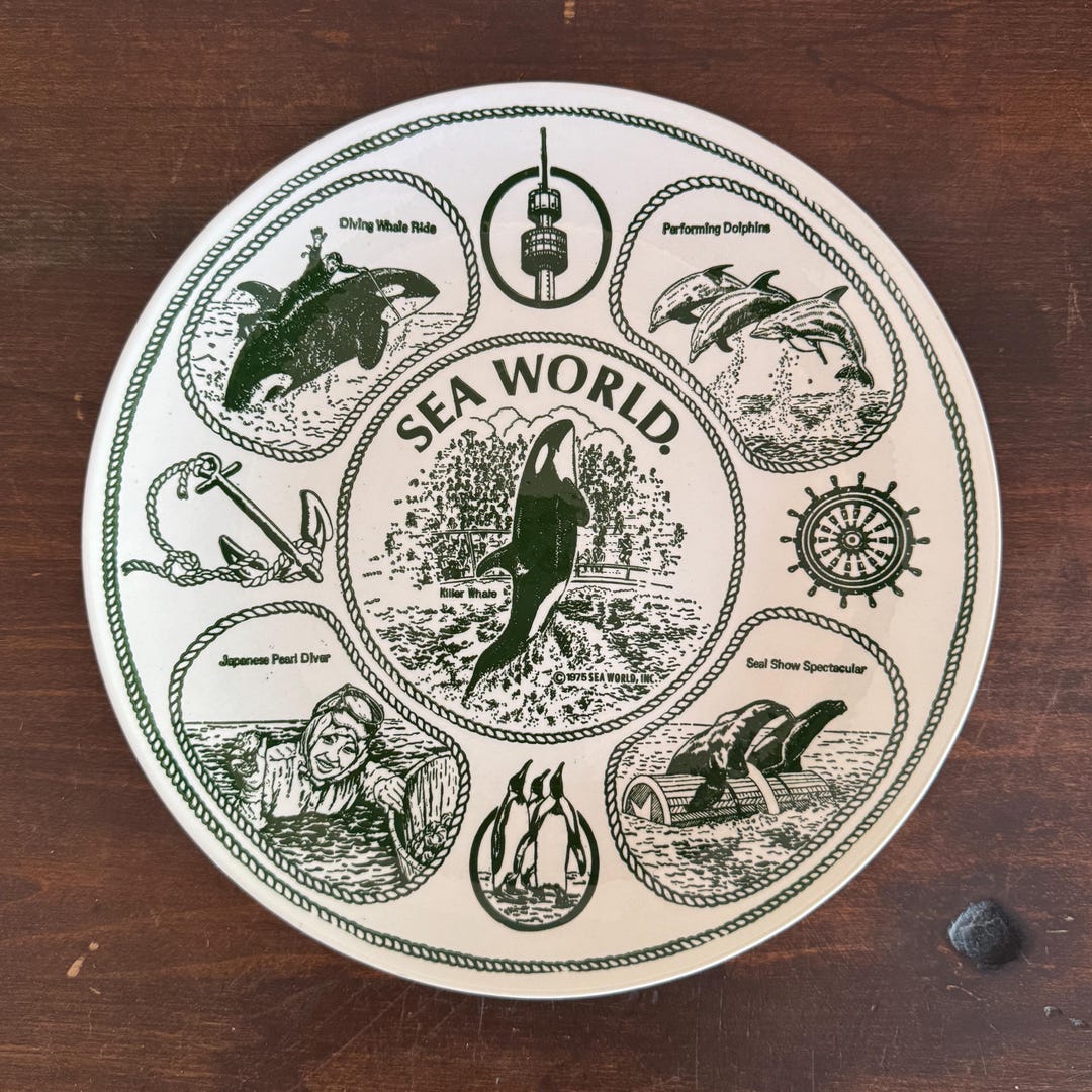 Vintage 1975 Seaworld Ironstone Souvenir Plate - Etsy