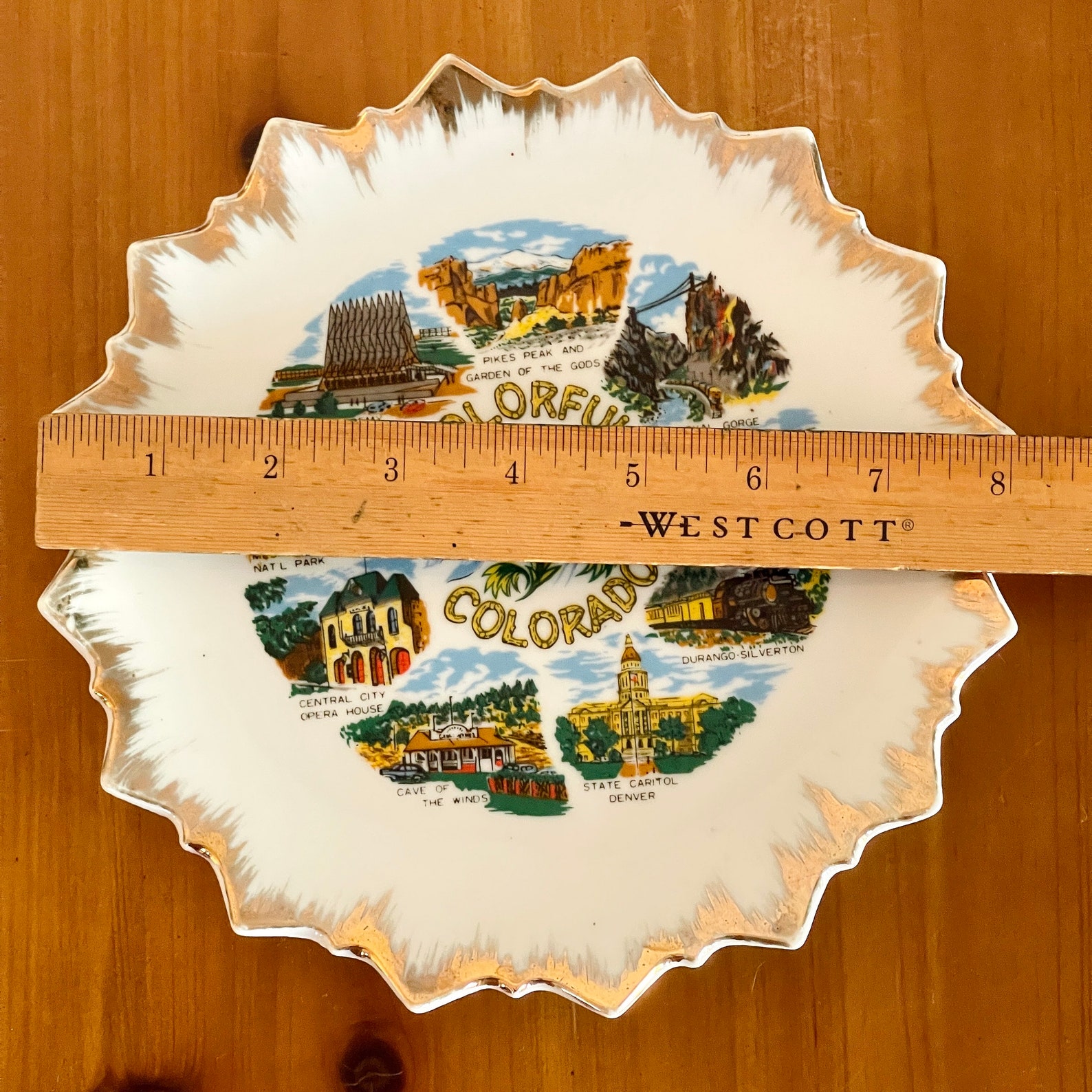 Vintage National Park Souvenir Plate Colorful Colorado Gold Trimmed ...