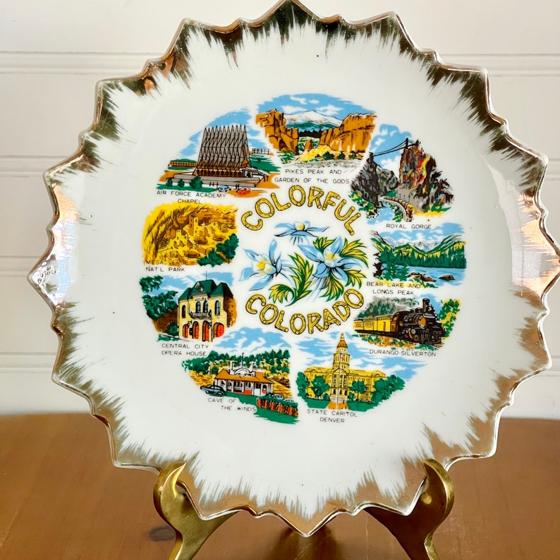 Vintage National Park Souvenir Plate Colorful Colorado Gold Trimmed ...