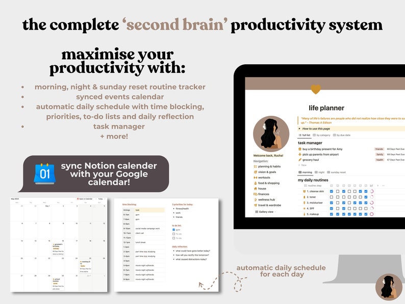 All in One Notion 2024 Life Planner Template Productive Planner ...