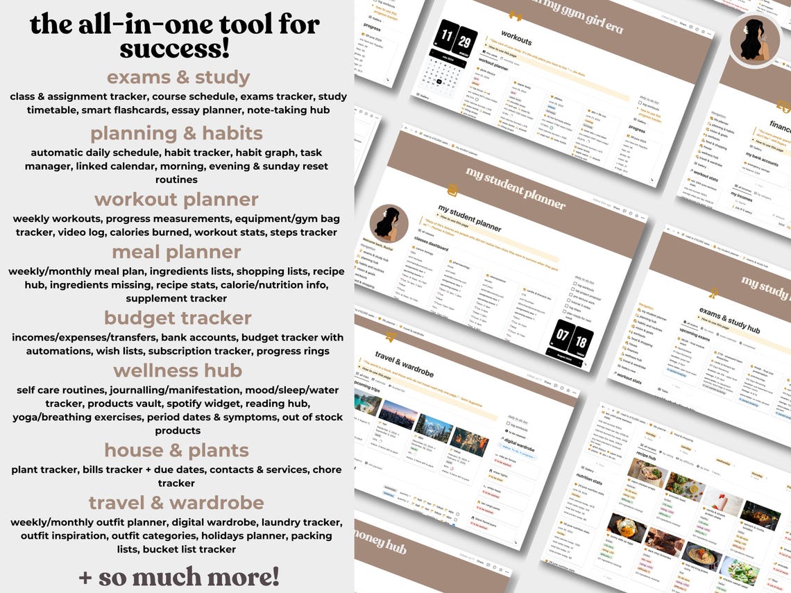 2024-25 All-in-one Notion Student Planner & Academic Notion Dashboard ...