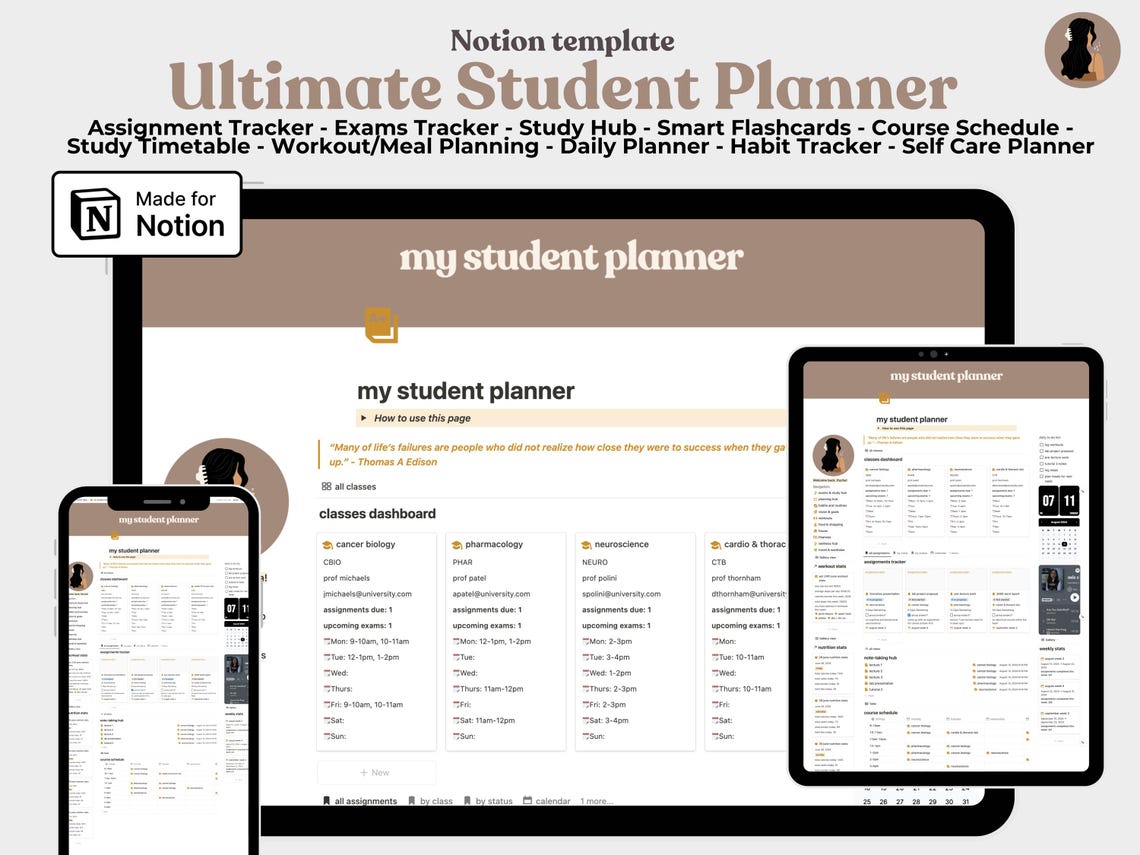 2024-25 All-in-one Notion Student Planner & Academic Notion Dashboard ...