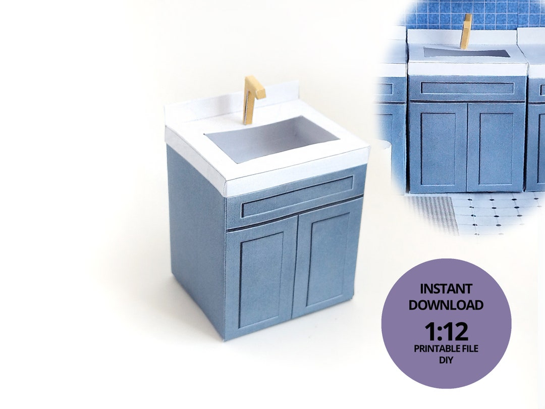 1:12 Bathroom Sink - Printable Dollhouse Furniture, DIY, Printable ...