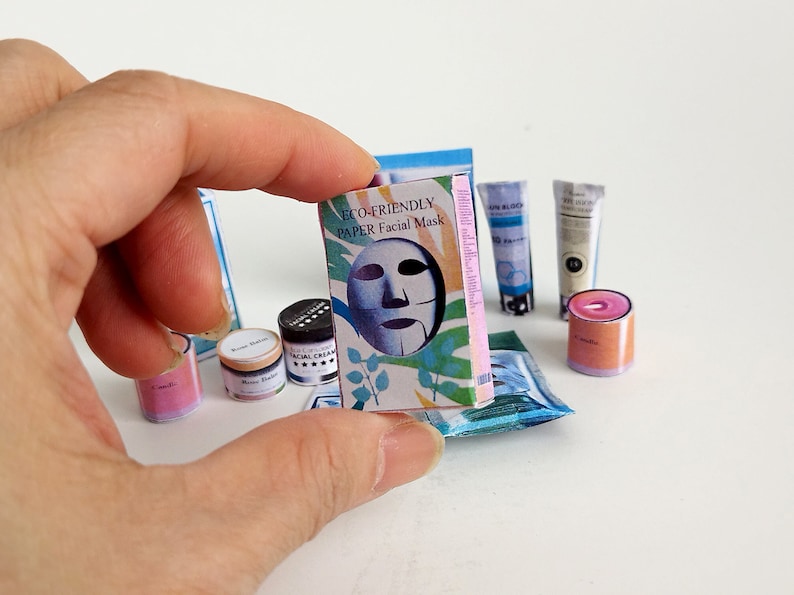 11 Items Skincare Miniatures for Dollhouse 1:6 Miniature Play, Facial ...