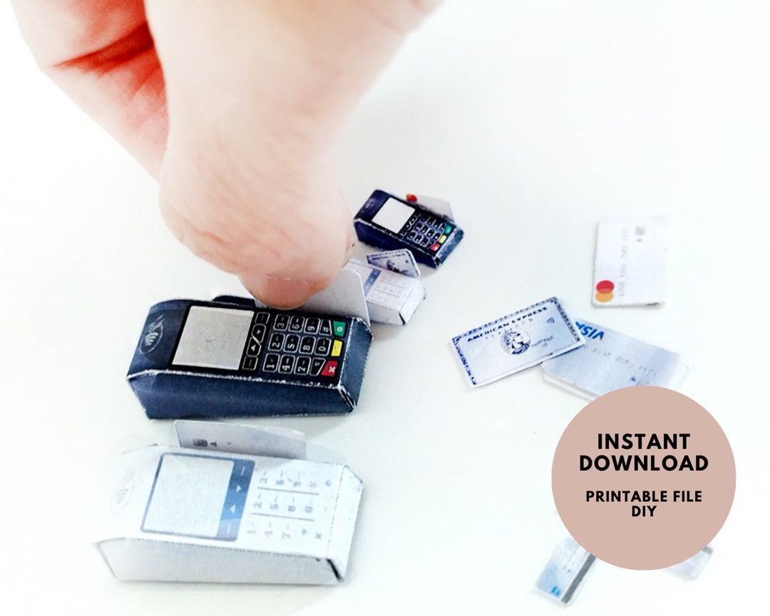 2 Styles, 1:6 112 Cashier - Credit Card Machine With Cards, Card Reader ...