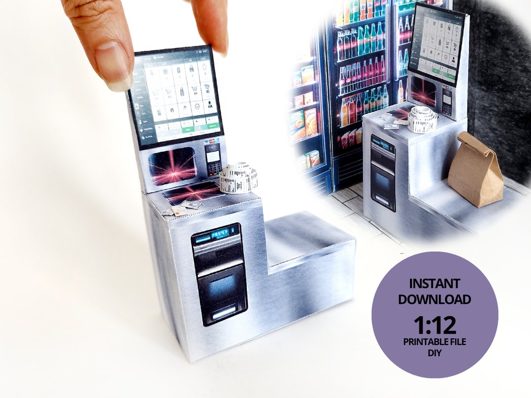 1:12 Self Check Out Cashier, POS, Supermarket Cashier, Dollhouse, Doll ...