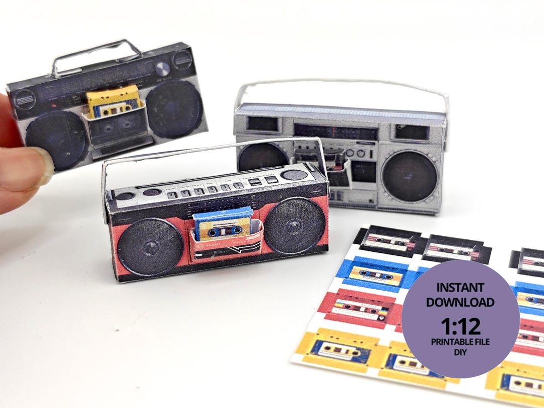 1:12 Boombox 80s Related Miniature, Music Sounds, Speaker, Boombox Tape ...