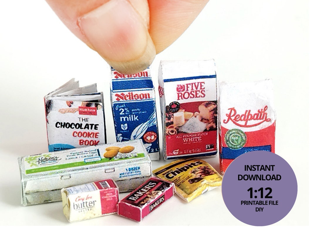 1:12 Scale, 8 Items Baking Set - Printable Dollhouse Baking Set - With ...