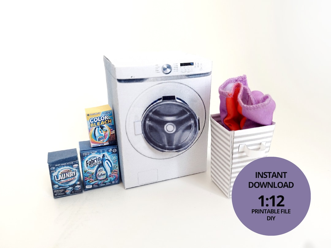 1:12 Laundry Setup Washing Machine & Detergents for Dolls and Barbies ...