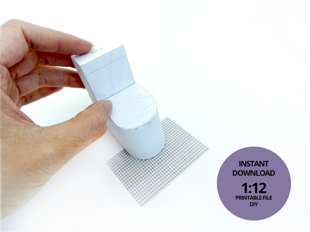 1:12 White Toilet & Carpet Printable Dollhouse Furniture, DIY ...