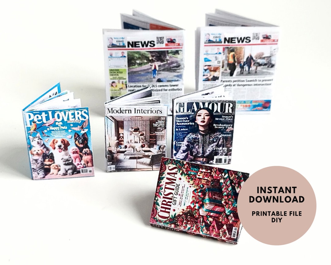 1:6 Realistic Mini Magazine and Newspaper, Pet Lover, Interior, Fashion ...
