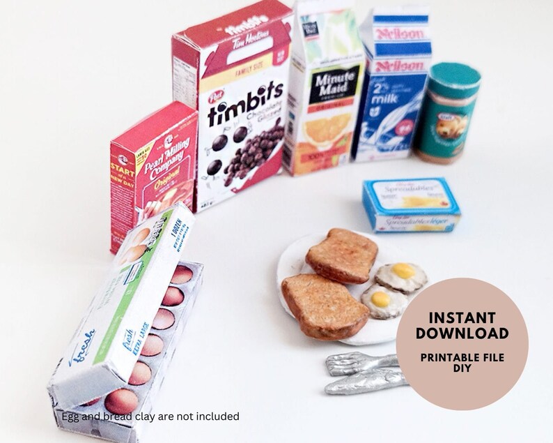 Doll Miniature Breakfast Printable DIY Mini Box Milk Bread - Etsy UK