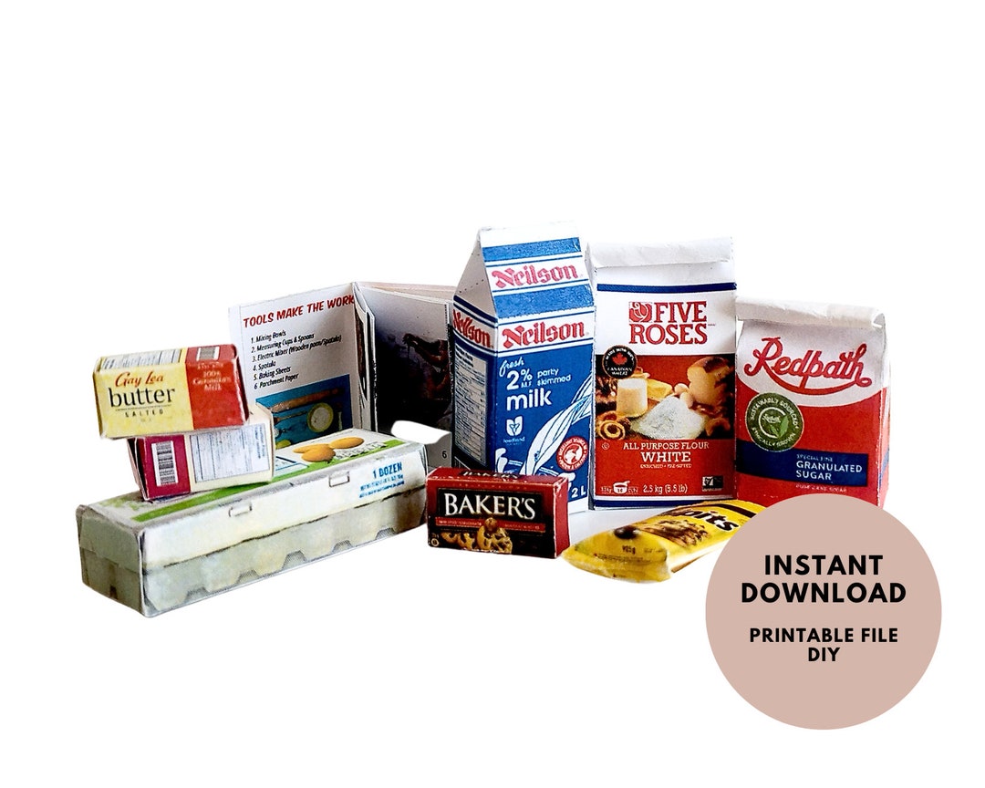 1 6 Scale, 8 Items Baking Set - Printable Dollhouse Baking Set With ...