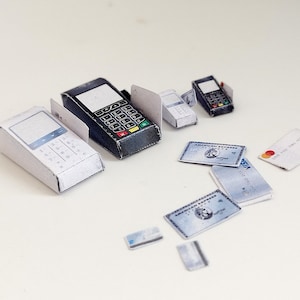 2 Styles, 1:6 112 Cashier - Credit Card Machine With Cards, Card Reader ...