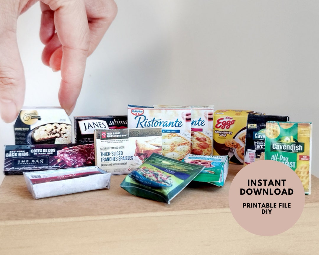 12 Items, 1:6 Frozen Foods Printable Dollhouse Frozen Foods for Barbies ...
