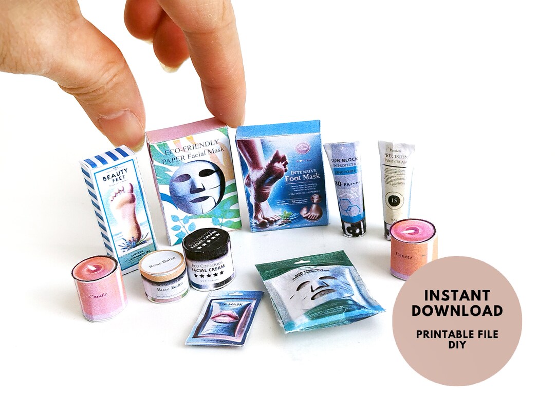 11 Items Skincare Miniatures for Dollhouse 1:6 Miniature Play, Facial ...