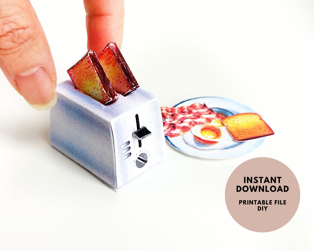 Doll Miniature Toaster Oven Printable DIY Mini Box Milk Breads, Eggs ...