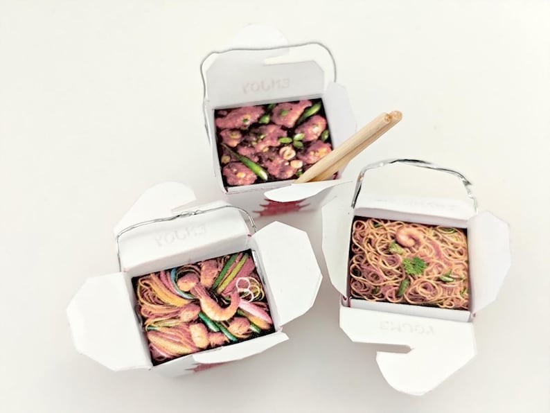 3 Styles Chinese Noodle Boxes and Chopsticks, 1:6 Scale, Printable ...