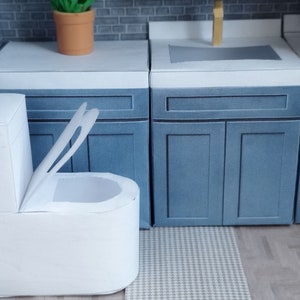 1:12 White Toilet & Carpet - Printable Dollhouse Furniture, DIY ...